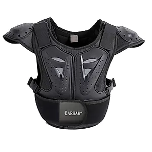 BARHAR Kids Dirt Bike Body Chest Spine Protector Armor Vest Protective Gear for Dirtbike Bike Motocross Skiing Snowboarding Black (S for Height 39"-45")