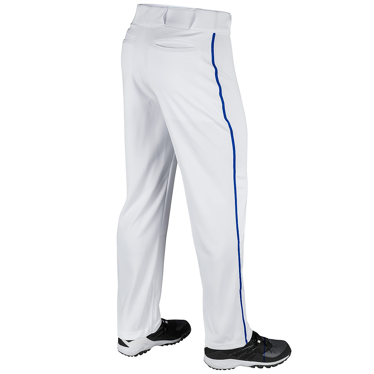 Champro Men's Standard Triple Crown Open Bottom Adult Baseball Pants, White, Royal Pipe, Medium