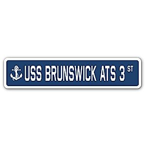 USS Brunswick ATS 3 Street Sign us Navy Ship Veteran Sailor Gift