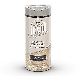 Lexol All Leather Quick Care All-in-One Formula, Best Leather Cleaner and Conditioner, for Use on Leather Apparel, Furniture, Auto Interiors, Shoes, Bags, 28-Count Sheet Wipes,E301500100 , white