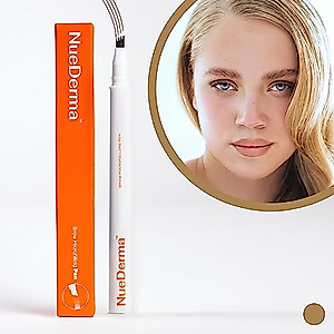 NueDerma Brow Microfilling Pen - Waterproof Eyebrow Makeup, Smudge-proof and Long lasting Microblade Brow Tattoo Pen, (Light Brown)