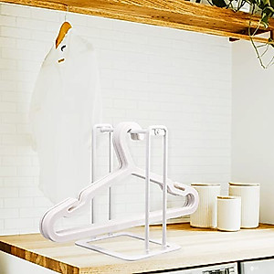 Hanger Organizer, Portable Hanger Stacker, Plastic Hanger Holder, Clothes Hanger Storage Rack Stand for Closet Laundry Room, White