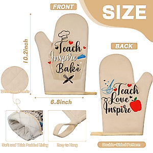 Teacher Gifts 4 Packs Teacher Appreciation Gifts for Women Men Funny Oven Mitts and Pot Holders Sets Kitchen Mittens and Pot Holder Set with Hand Pocket and Hanging Loop Back to School Teacher Gift