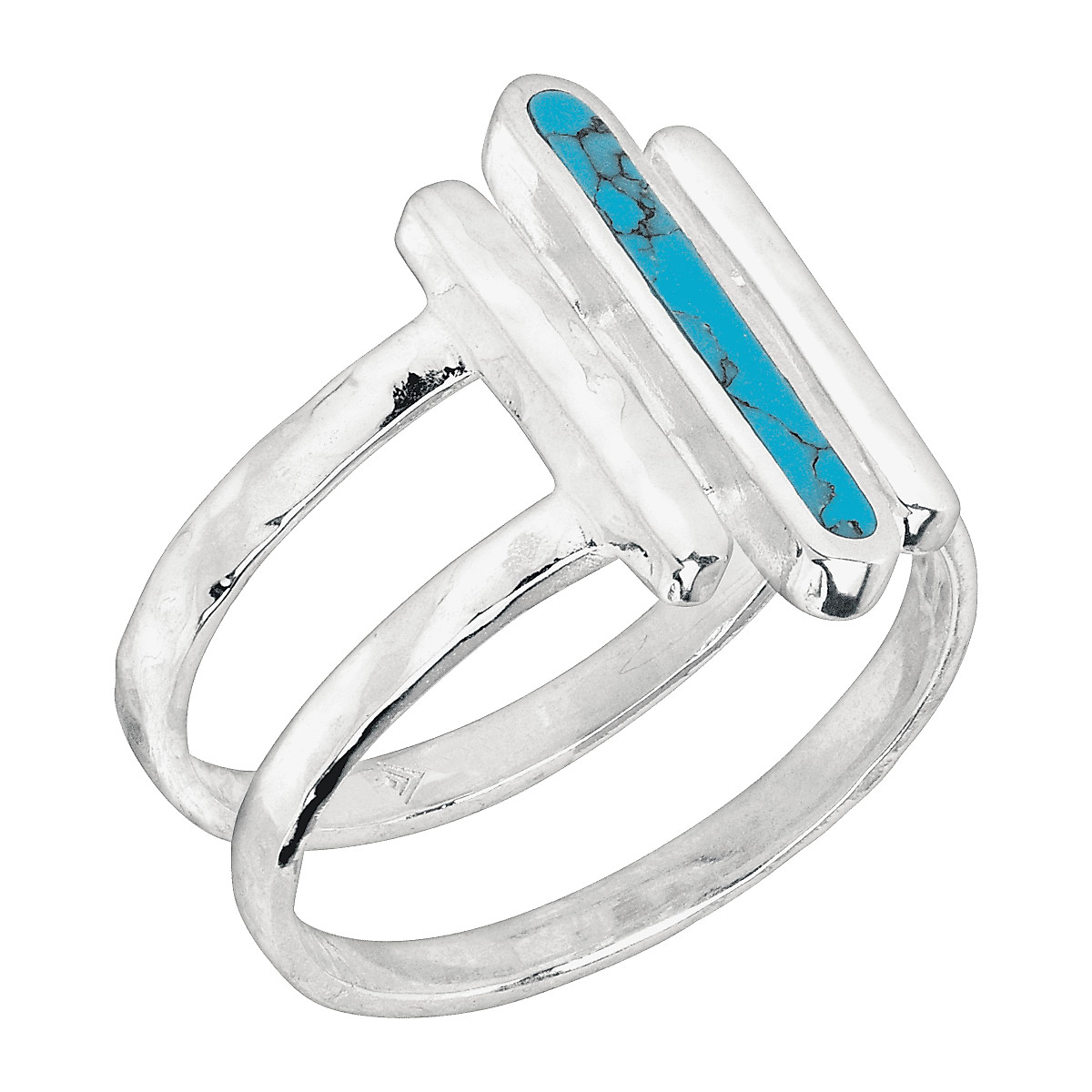 Silpada 'Strait To It' Compressed Turquoise Three-Bar Ring in Sterling Silver, Size 8, Size 8
