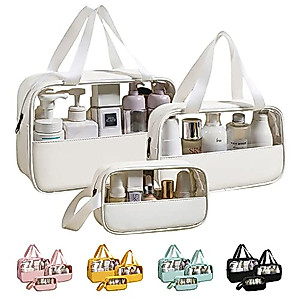 Toiletry Bag for Women Clear Travel Toiletry Bag Travel Makeup Bag Hanging Toiletry Bag for Men Toiletry Bags for Traveling Women Travel Bag for Toiletries Transparent Set(white)
