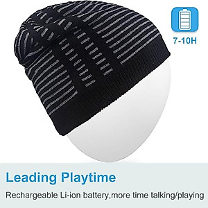 Rotibox Wireless Bluetooth Beanie Hat Ear Covers Headphone Headset Music Cap for Women Men with Speaker Mic Hands Free Outdoor Sports,Compatible with iPhone,Samsung，Android - Black