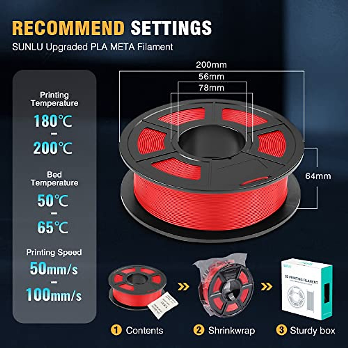 SUNLU PLA Meta Filament 1KG & SUNLU Filament Dryer Box S2 for 3D Printing, PLA meta 3D Printer Filament 1.75mm Dimensional Accuracy +/- 0.02 mm, S2 Dryer Box Black+ PLA meta Green