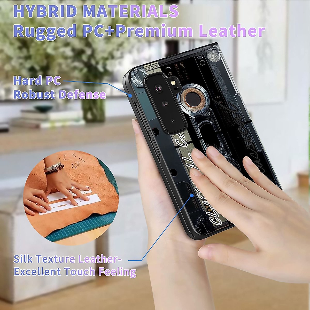 RYUITHDJP for Microsoft Surface Duo 2 Case 8.3" Classical Cassette Design for Microsoft Surface Duo 2 Phone Case Stylish Shockproof Cover