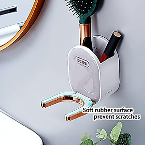 2022 Wall Mount Hair Dryer Holder for Dyson Supersonic Hair Dryer, Self Adhesive Bathroom Hair Dryer Holder Wall Mounted with Storage Box, Hole-Free Installation Method (Black)