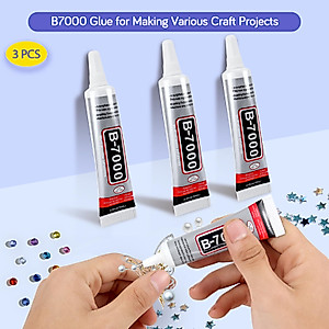 3PCS B7000 Jewelry Glue for Jewelry Making, FITTDYHE 15ML/0.5fl oz Clear Glue DIY Craft Glue Rhinestones Glue, Waterproof Stong Bond Adhesive Glue for Phone Repair Nail Art Shoes Fabric Metal Glass