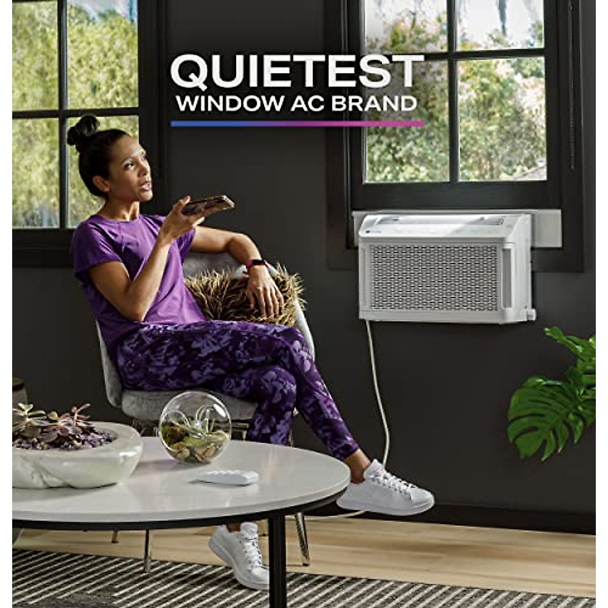 GE Profile ClearView Window Air Conditioner 8,300 BTU, WiFi Enabled, Ultra Quiet for Medium Rooms + GE Profile Air Purifier | Removes Allergens, Odors & Other Impurities Bundle