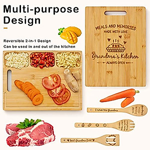 Grandma's Kitchen Bamboo Cutting Board Set, Nana Kitchen Bamboo Spoons for Cooking Bamboo Kitchen Utensils Housewarming Kitchen Decor Kitchen gift for Grandma Mothers Day Gifts for Grandmother