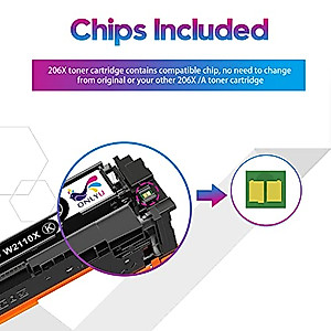 206X Toner Cartridges 4 Pack High Yield with Chip Compatible Toner Cartridge Replacement for HP 206X 206A W2110A W2110X for HP Color Pro MFP M283fdw M283cdw M255dw Printer 206X HP Toner Cartridge Set