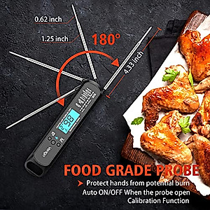 Venigo Digital Meat and Food Thermometer for Cooking and Grilling, Waterproof Instant-Read Cooking Thermometer, Kitchen Probe Thermometer for Baking, Roasting, Smoking, Deep Frying (Black)
