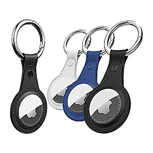 AirTag Keychain for Apple Airtags Holder, 4 Pack Protective PU Leather Airtags Case Tracker Cover with Air Tag Holder, Finder Items for Dogs, Keys, Backpacks, Multi-Color Airtag Accessories (Style A)