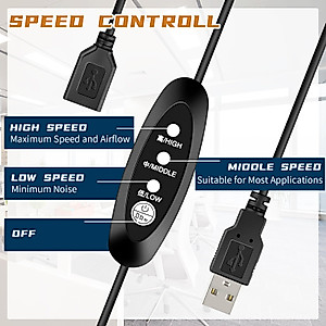 WDERAIR 240mm Computer Pc Case 5V USB Powered Fan with Variable Speed Controller for Router Wifi Modem Cabinet Xbox DVR Playstation Receiver Cooling