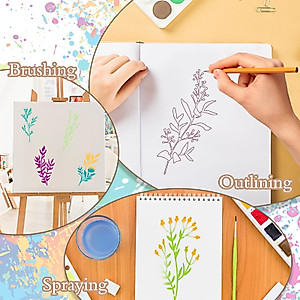 LLOUSSAK 24Pcs Wildflower Stencils for Painting, Leaf Stencils for Flower Leaf Crafts, Herb Plant Painting Stencils for Art Wood Wall Door Canvas Home Decor(5.9" x 2.95")