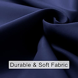 JIUZHEN Blackout Curtains for Bedroom - Thermal Insulated Room Darkening Noise Reducing, 42 x 63 Inch Length Curtains for Living Room, Set of 2 Panels with Tiebacks, Navy Blue
