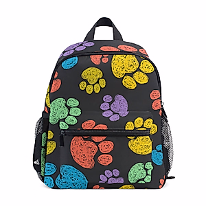 Aflyko Dog Paw Prints Kids Backpack for Daycare Bookbag for Kindergarten Daypack for Toddler Girls and Boys 10 x 4 x 12 Inch