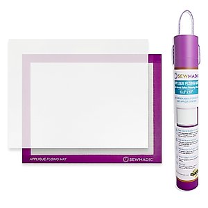 Applique Fusing Mat 13.5"x17" (34cm x 43cm) with Bonus Applique Pressing Sheet and Handy Storage Tube - A Great Silicone Mat and Applique Teflon Sheet for Arts and Fusible Web Fabric Crafts