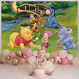 Dienalls 7x5ft Baby Shower Decorations Backdrop Birthday Theme Baby Shower for Girl Boy Happy Birthday Wall Background 1st Birthday fondos para fotografias de Bebes Gender Reveal Cake Topper Decor