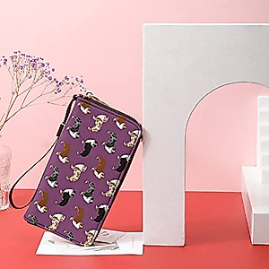 Australian Shepherd Dogs PU Leather Clutch Wallets Long Zip Purse Tote Handbag With Removable Wristlet For Women Girl's