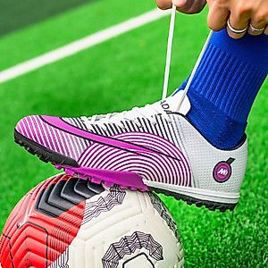 DHOVOR Mens Womens Indoor Soccer Cleats Youth Athletics Turf Soccer Shoes Boys Non Slip Football Shoes