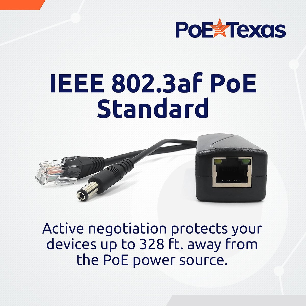 PoE Texas IEEE 802.3af 12v Splitter - Power Over Ethernet Single PoE Splitter 12v 12w Gigabit Data - Active Opto-Isolated Protection for 12 Volt DC Powered Devices, IP Camera, Foscam, Arduino