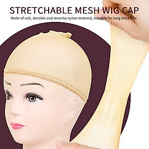 FANDAMEI Wig Caps Net, 4PCS Wig Caps Mesh Net Open End, Light Brown Wig Cap for women, Nylon Mesh Wig Caps Net, Strength Wig Cap Light Brown