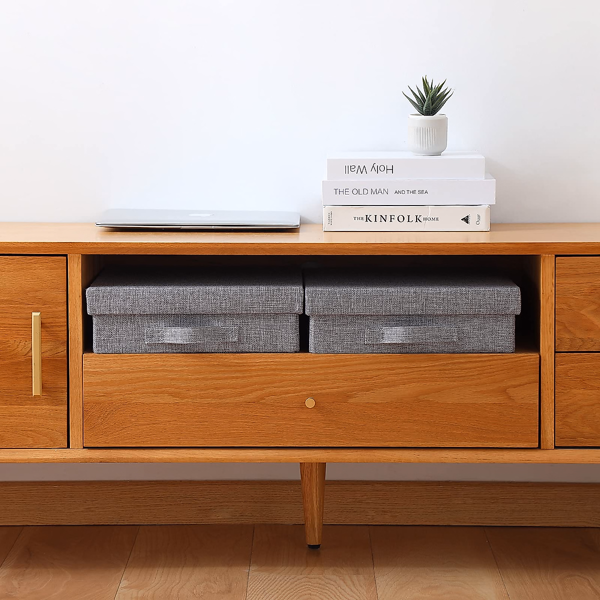 Comche Linen Scrapbook Storage Box Photo Storage Boxes,14.6 '' x 13 '' x 4 '',Gray,Document Letter Box, Photo Box for Storage (3)