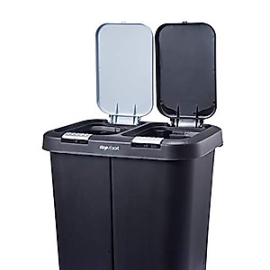 Step N' Sort 11 Gallon, Dual Trash and Recycling Bin with Slow Close Lid,Black,40 Liter,SNS402-B