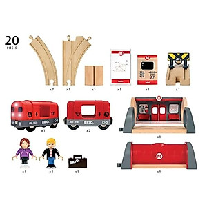 Brio - 33513 Metro Railway Set | Dynamic 20 Piece Wooden Train Set with Interactive Accessories | Perfect for Kids Ages 3 and Up | Fosters Creativity and Motor Skills