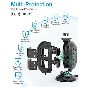 Surge Protector Power Strip Tower with USB Ports, BESFAN 8 AC Outlets 4 USB Ports,10 ft Long Extension Cord with Multiple Outlets Charging Station for Home Office Supplies Dorm Room Essentials