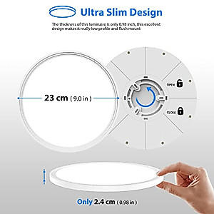 5Pack 9Inch Flush Mount Ceiling Light White,18 Watt 5000K LED Ceiling Light Fixture, Ultra Slim Close to Ceiling Light Fixture, Round Flat Low Profile Ceiling Lamp For Kitchen Bedroom Basement Hallway