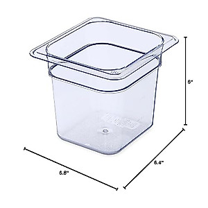 Carlisle FoodService Products Plastic Food Pan 1/6 Size 6 Inches Deep Clear