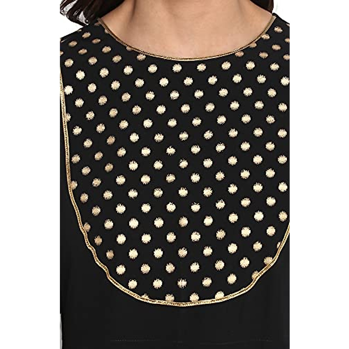 Janasya Indian Women's Tunic Tops Crepe Kurti for Women(JNE3313-KR-M) Black