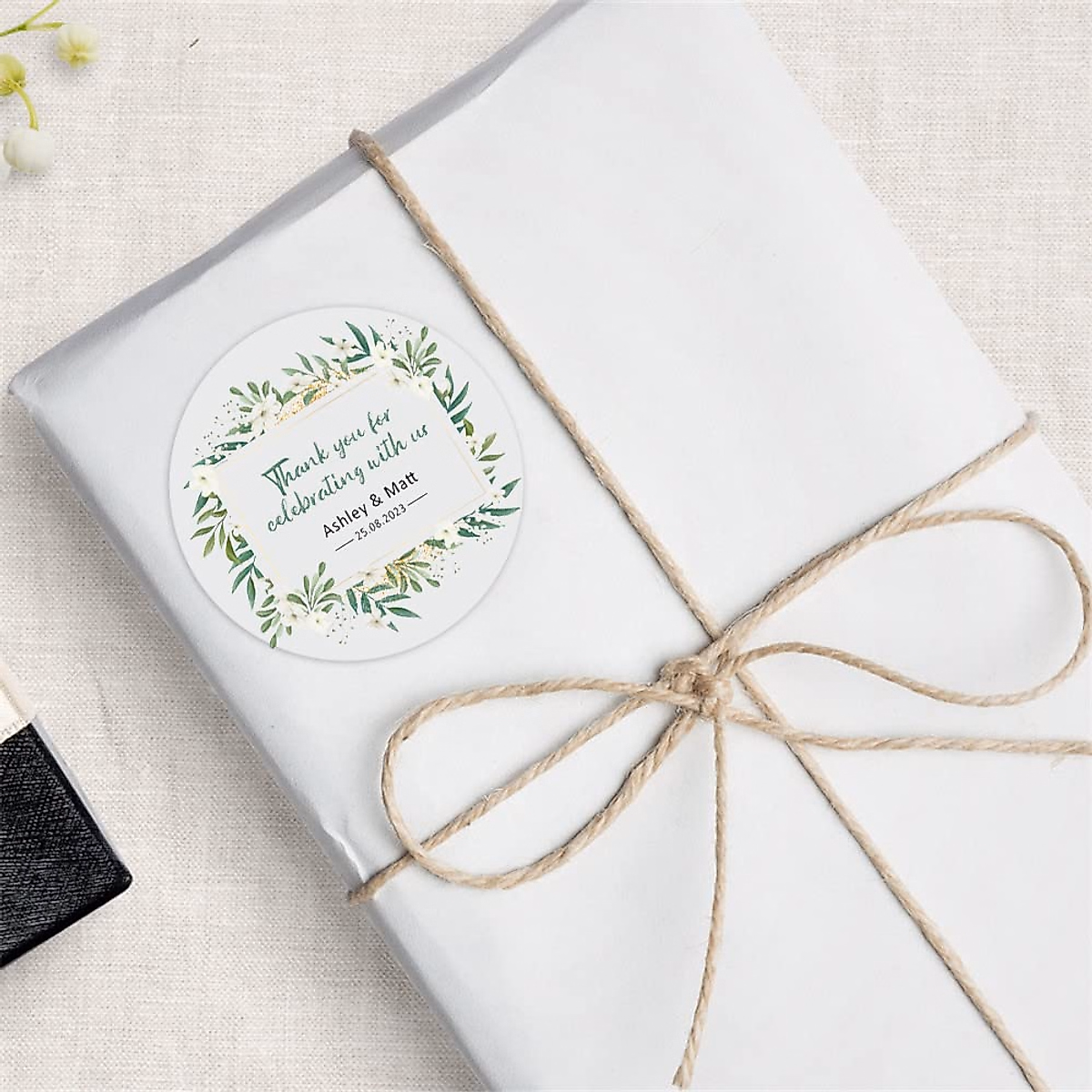 2" Round Stickers Floral Rose Flower Thank You Design for Letters Package Decoration Wedding Address Sticker