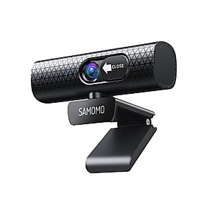 SAMOMO Webcam with Dual Microphones, 1080P Full HD Computer Camera for Laptop/Desktop, Autofocus, Privacy Cover, Auto Light Correction, USB Web Cam for Video, Teaching, Streaming and Gaming