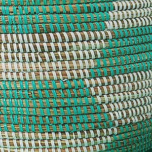 Colorful Baskets from Senegal (Medium Blue and White Basket with Hood)