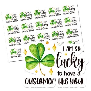 MEYFCLA I Am So Lucky Patrick's Day Sticker,Cute Small Business Envelopes Stickers for Handmade Goods/Bags Business