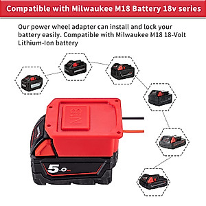 Power Wheel Adapter for Milwaukee 18V Lithium Battery Adapter with Fuse & Wire Terminal,14 Gauge Wire Power Convertor for DIY RC Trucks, RC Toys, Robotics, Work Lights