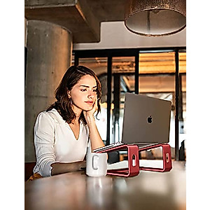 Laptop Stand for Desk Aluminum Computer Stand for Laptop Riser Holder Notebook Stand Compatible with MacBook Air Pro, Dell, HP, Lenovo Samsung, Alienware All Laptops 11-17.3” (Red)