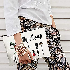 NC Funny Leaf Makeup Cosmetic Bag,Makeup Brushes Toiletry Jewelry Travel Accessories Organizer Zipper Pouch,Birthday Gift for Women Stoner Friend Sister Colleague Auntie