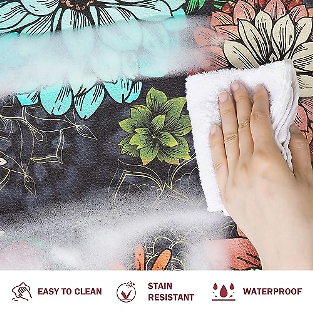 ASPMIZ Boho Kitchen Rugs Set of 2 Non Slip Washable, Farmhouse Floral Kitchen Mats Cushioned Anti Fatigue, Waterproof Rugs for Kitchen Floor Mats for in Front of Sink, 18'' x 48'' + 18'' x 30''