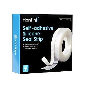 HANFINEE 35MM Door Seal Strip 10M/33ft Door Strip Bottom Weatherproof Soundproof Self-Adhesive Silicone Weather Stripping for Doors and Windows Gaps