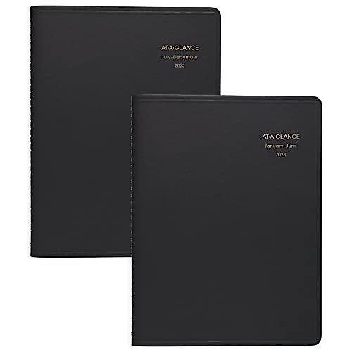 AT-A-GLANCE 2023 Daily Eight Person Appointment Book, Quarter-Hourly, 8-1/2" x 11", Large, Black, 2 Volume Set (7021271)
