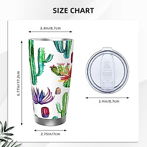 AYCZN Tropical Cactus Flower 20 OZ Tumbler Stainless Steel Travel Coffee Mug, Cacti Plant Insulated Water Bottle with Lid Leakproof Thermal Cup
