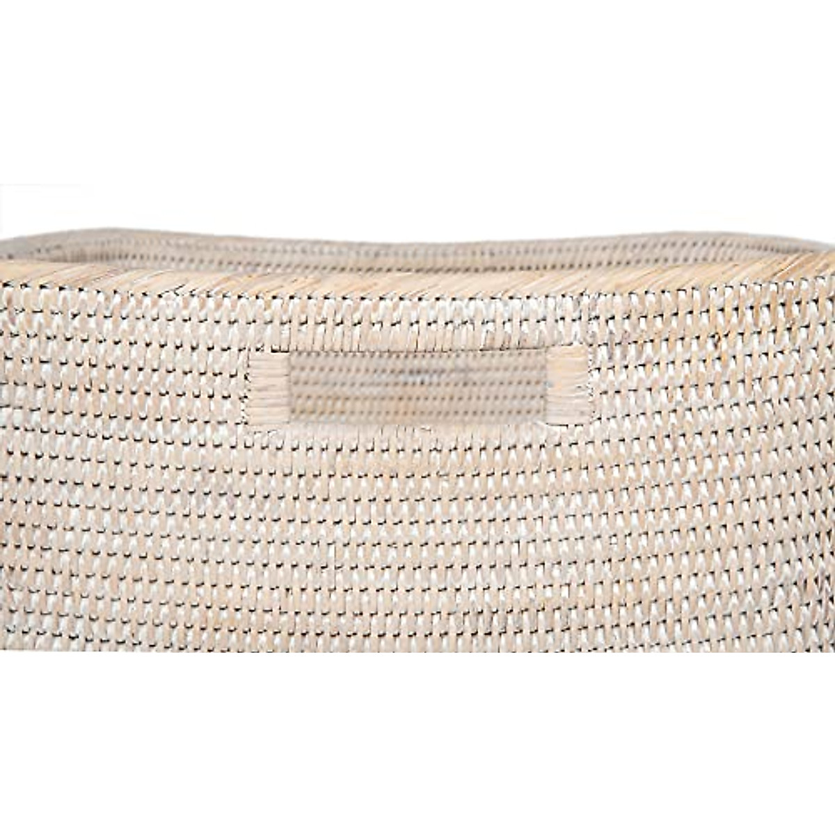 La Jolla Rattan Oblong Storage Basket, White-Wash, Large