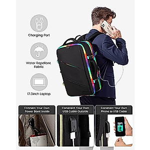 LOVEVOOK Travel Backpack for Men & Women, 40L Carry On Backpack Flight Approved, Expandable Anti-Theft Waterproof Backpack, Personal Item Bag with Laptop Compartment, USB Port, Black