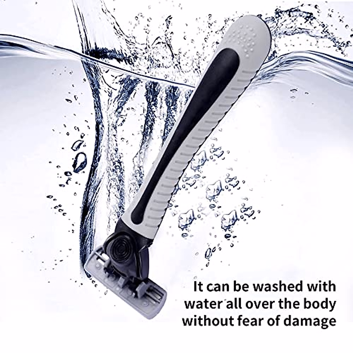 6-Blade Razor,Plastic Anti-slip Men Manual Refill Cartridges razors, Reusable Face Cleansing Care Tool, Shave Supplies for Men and Women - Black